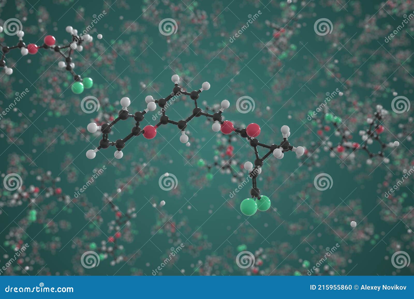 Permethrin Molecule, Ball-and-stick Molecular Model. Chemical 3d ...