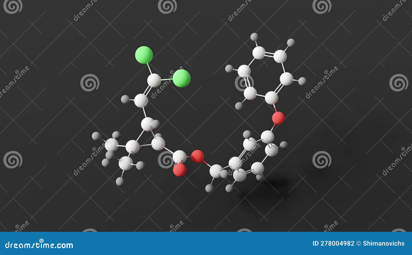 Permethrin Molecule, Molecular Structure, Insecticide, Ball And Stick ...