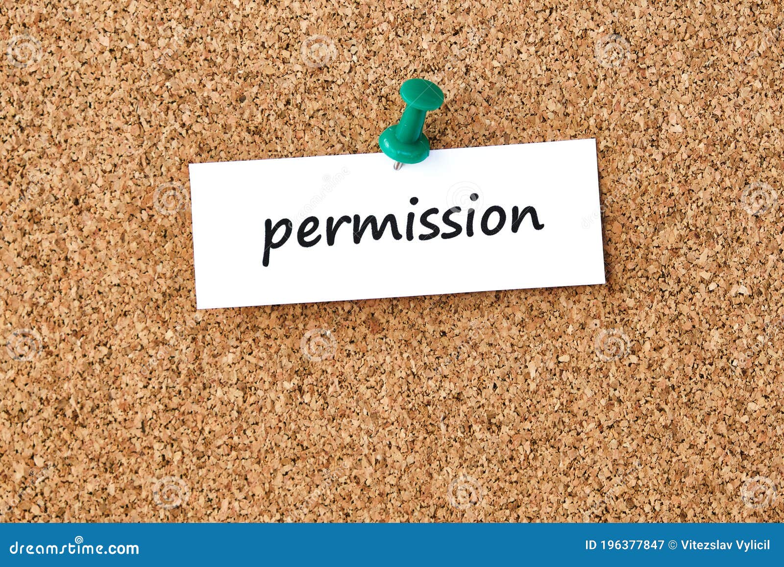 Permission. Word Written on a Piece of Paper, Cork Board Background ...