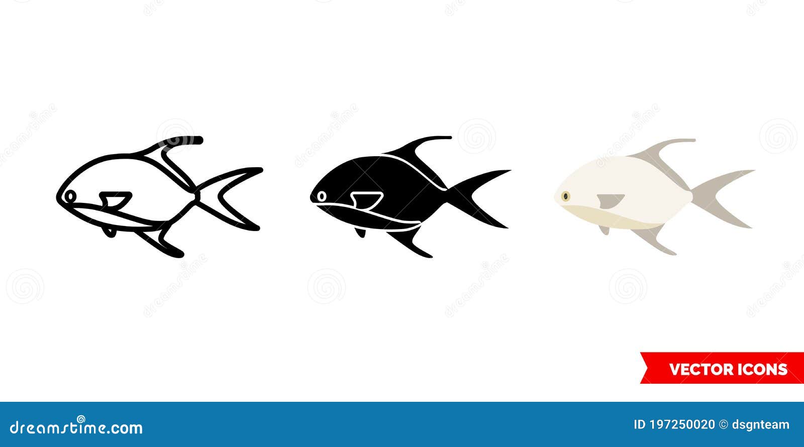 Permit Fish , Vector Illustration, Black Silhouette, Side ...