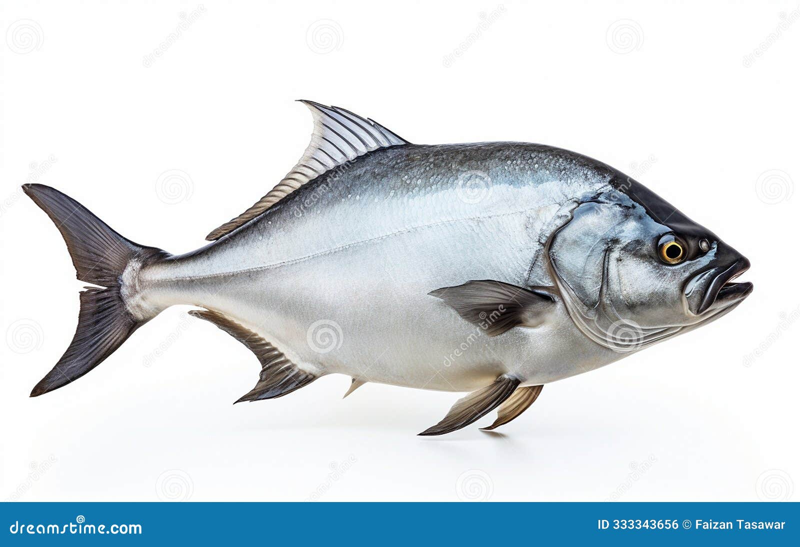 Permit Fish , Vector Illustration, Black Silhouette, Side ...