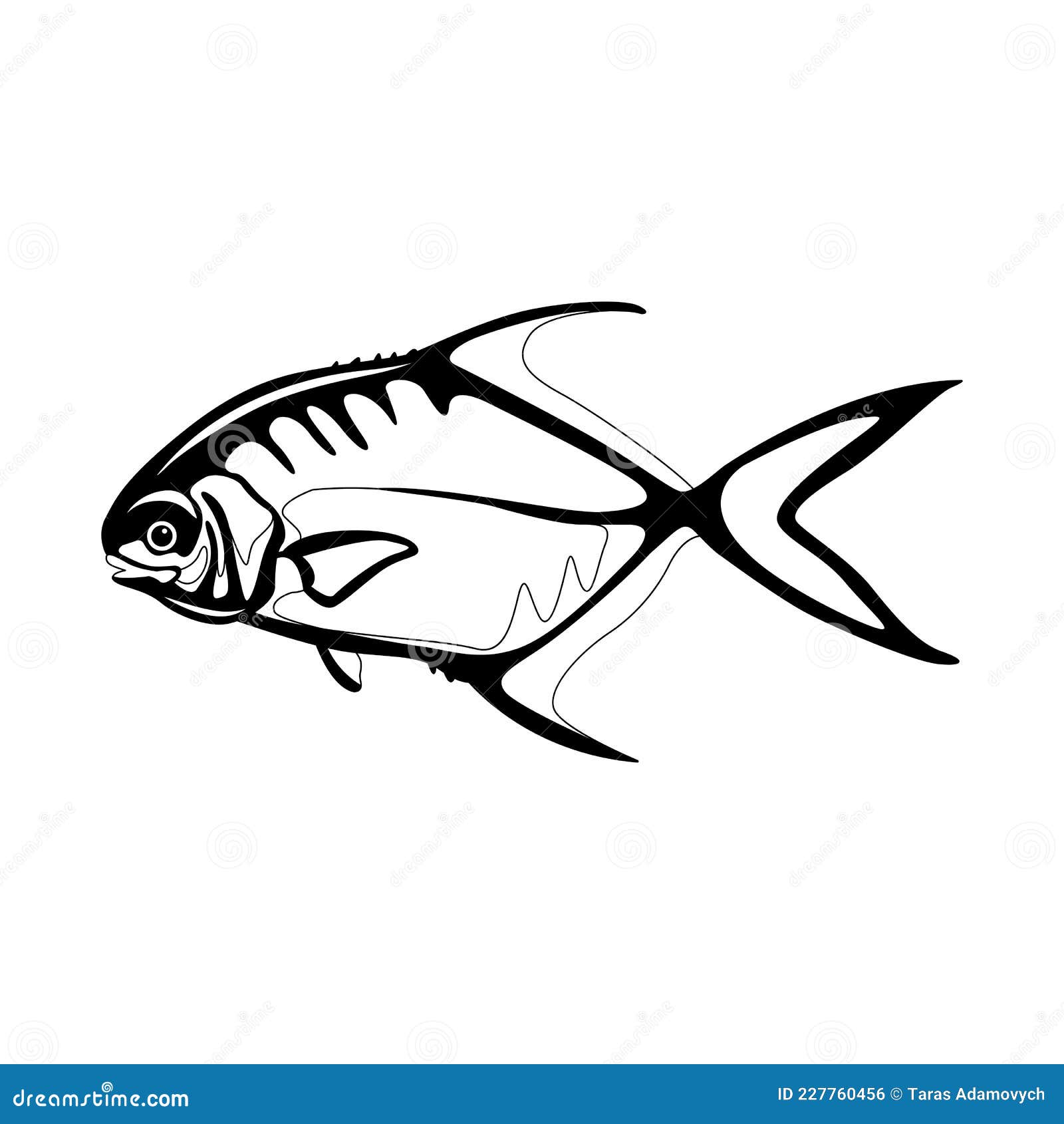 Permit Fish , Vector Illustration, Black Silhouette, Side ...