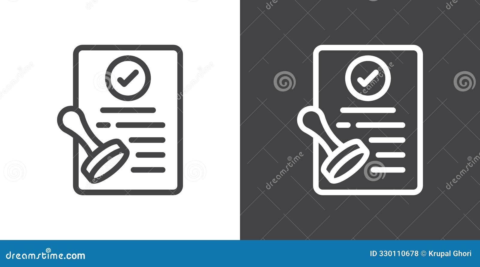 Permit Icon Flat Vector Set Outline Stock Illustration - Illustration ...