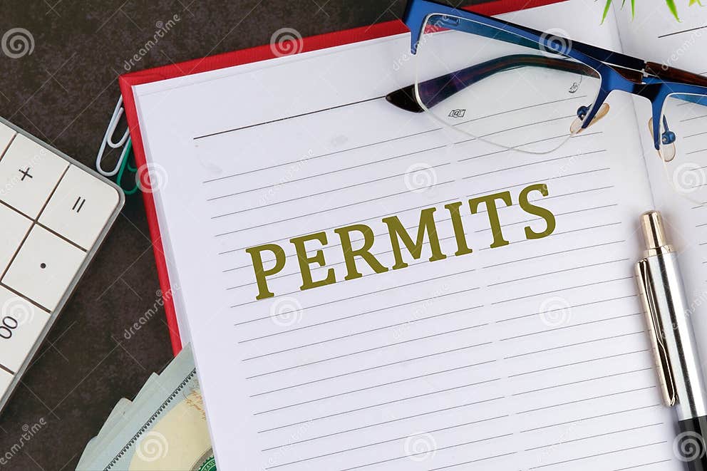 Permit Word Written in an Open Business Notebook Stock Photo - Image of ...