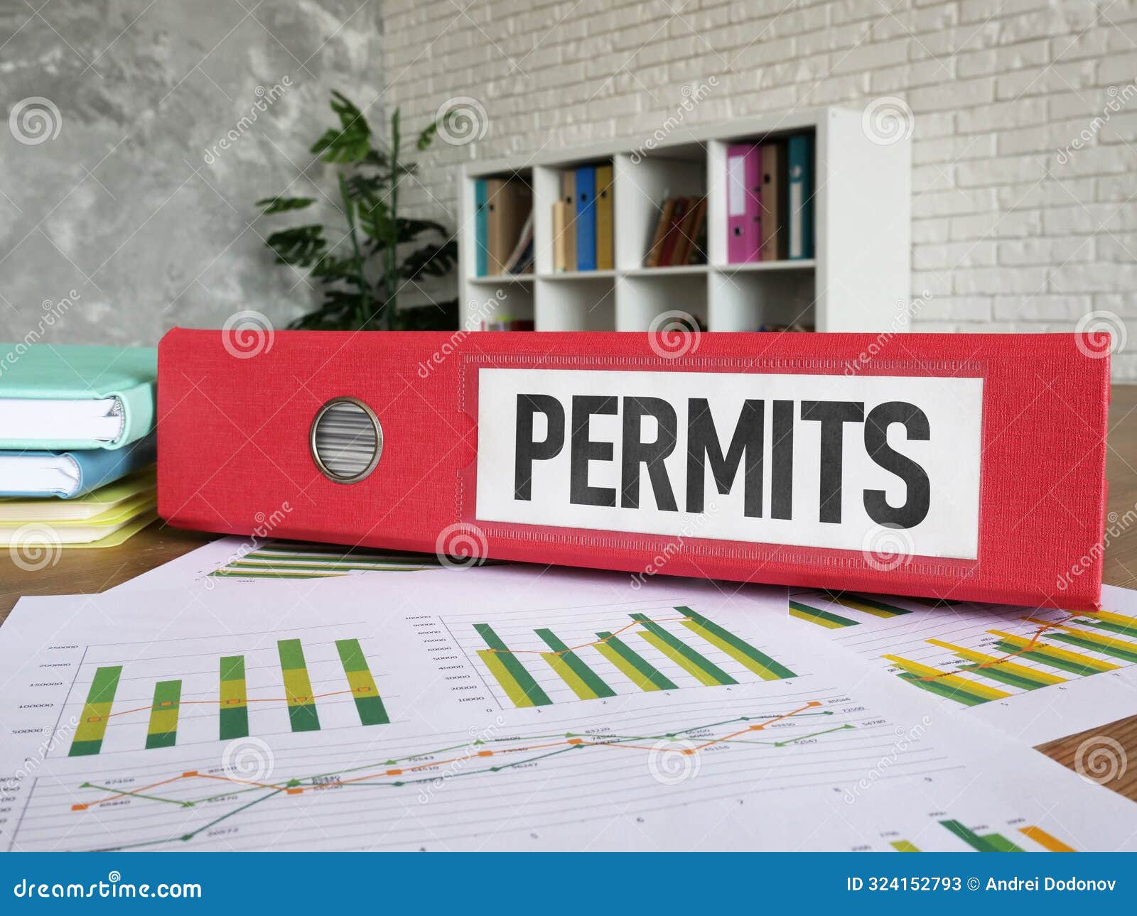 Permits are Shown Using the Text on a Red Folder for Papers Stock Image ...