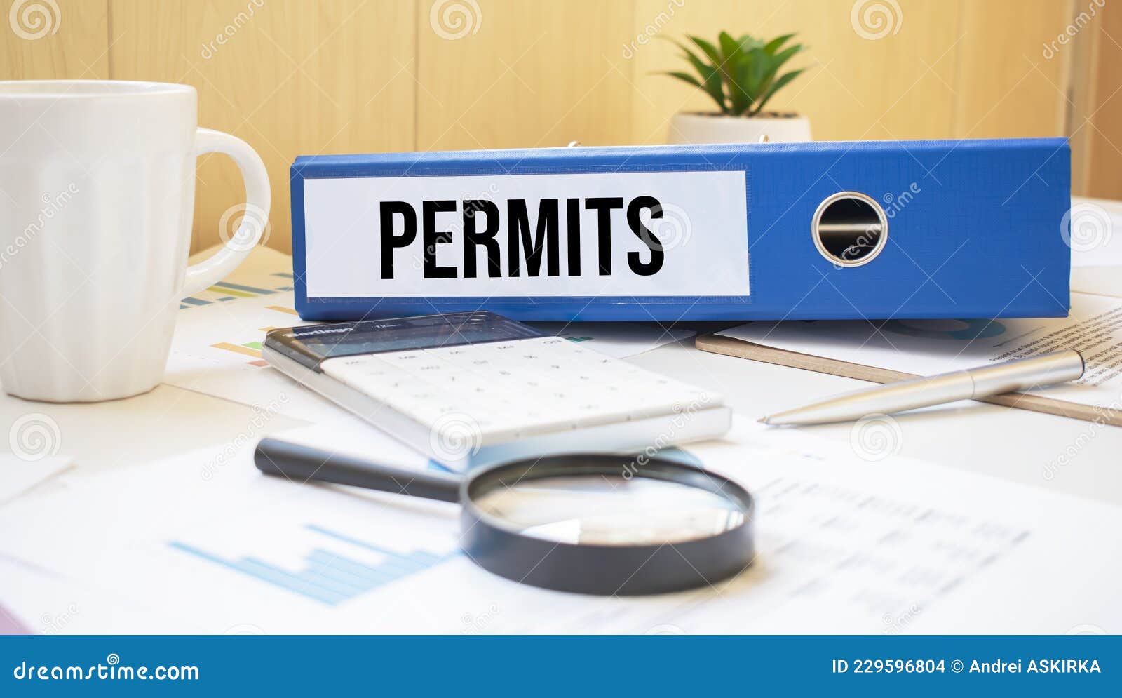 Permits Words on Labels with Document Binders Stock Photo - Image of ...