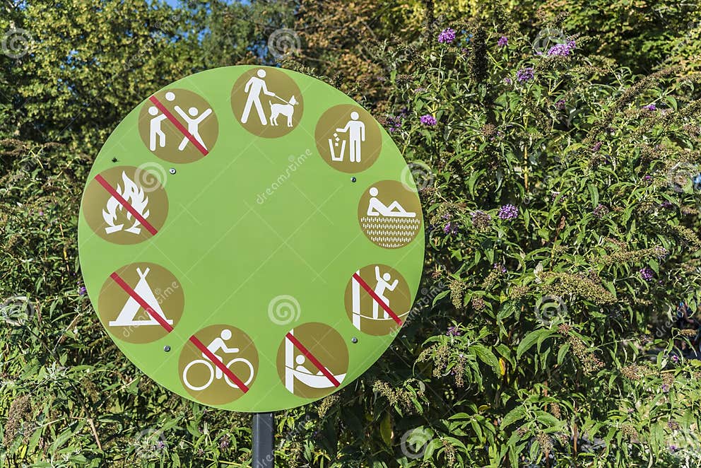 Permitted and Prohibited Activities. Stock Photo - Image of green ...