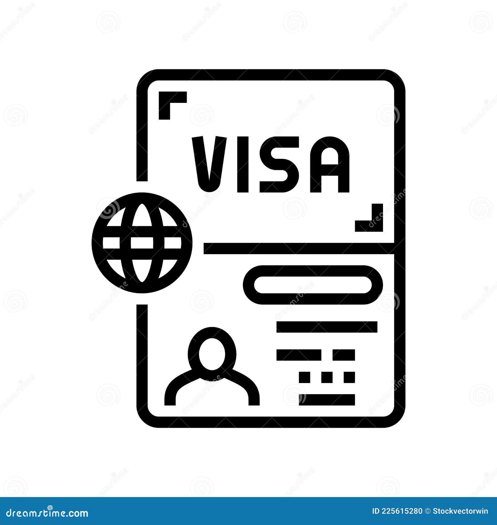 Permitting Document Visa Line Icon Vector Illustration Stock Vector ...