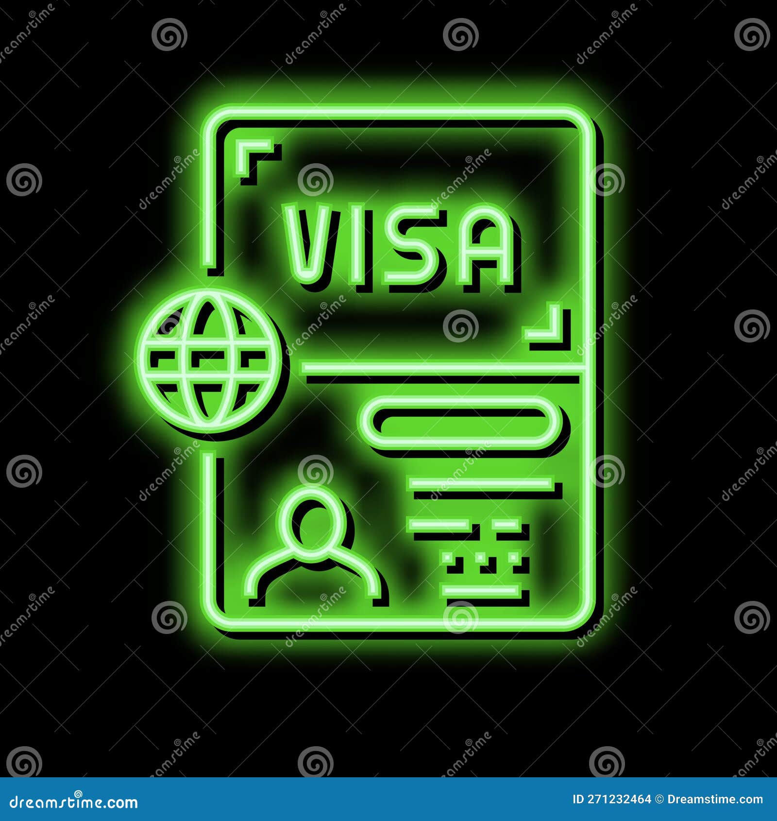 Permitting Document Visa Neon Glow Icon Illustration Stock Vector ...