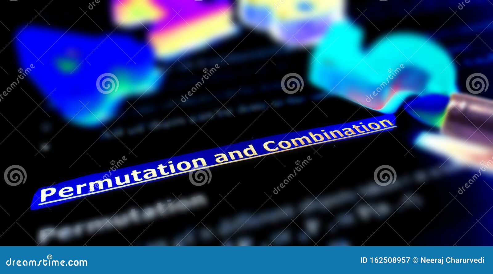 Permutation and Combination Topic Highlighted on Blue Colour at Black ...