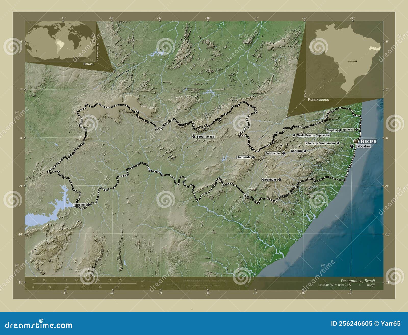 Pernambuco, Brazil. Wiki. Labelled Points of Cities Stock Illustration ...