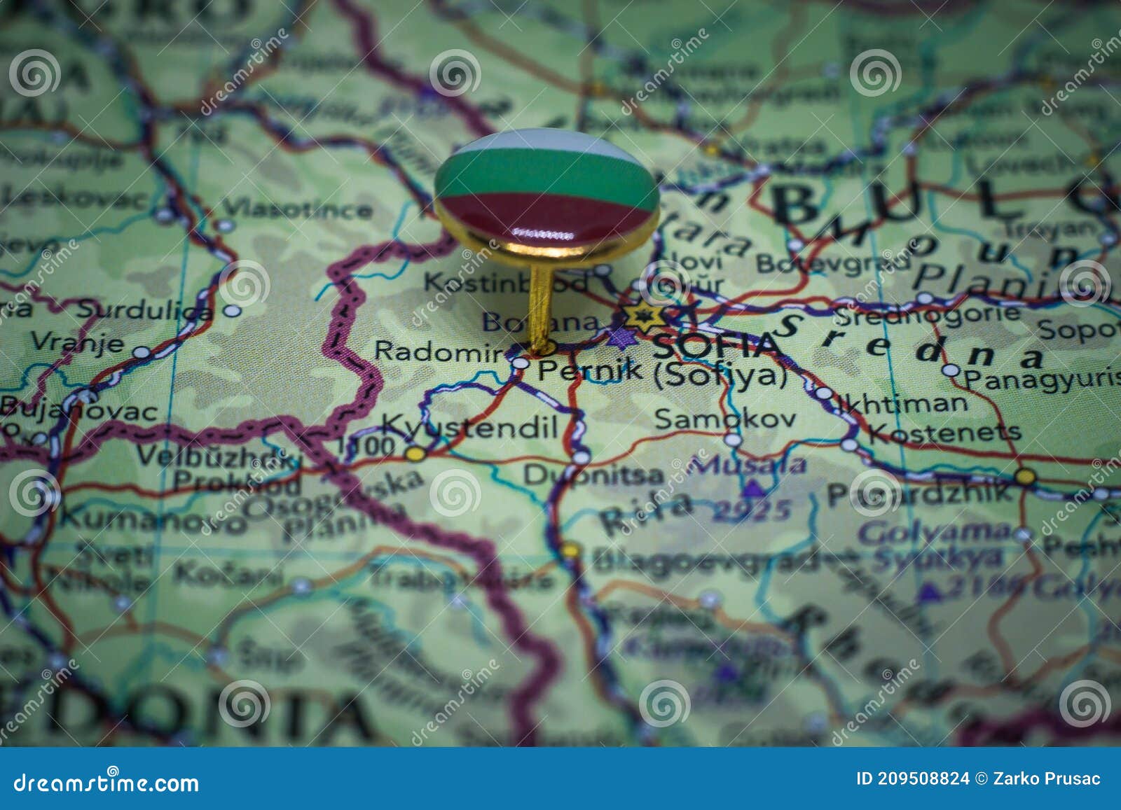 Pernik Pinned on a Map with Flag of Bulgaria Stock Photo - Image of ...