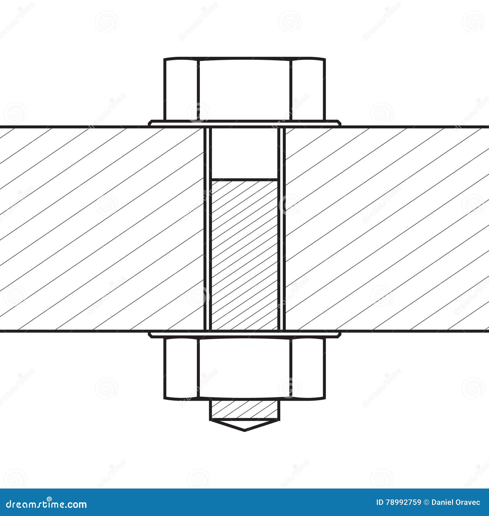 Perno Con El Sistema De La Nuez Ilustración del Vector - Ilustración de ...