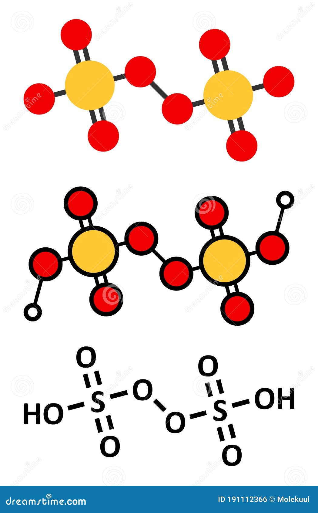 Peroxydisulfuric Acid Oxidizing Agent Molecule. Skeletal Formula ...