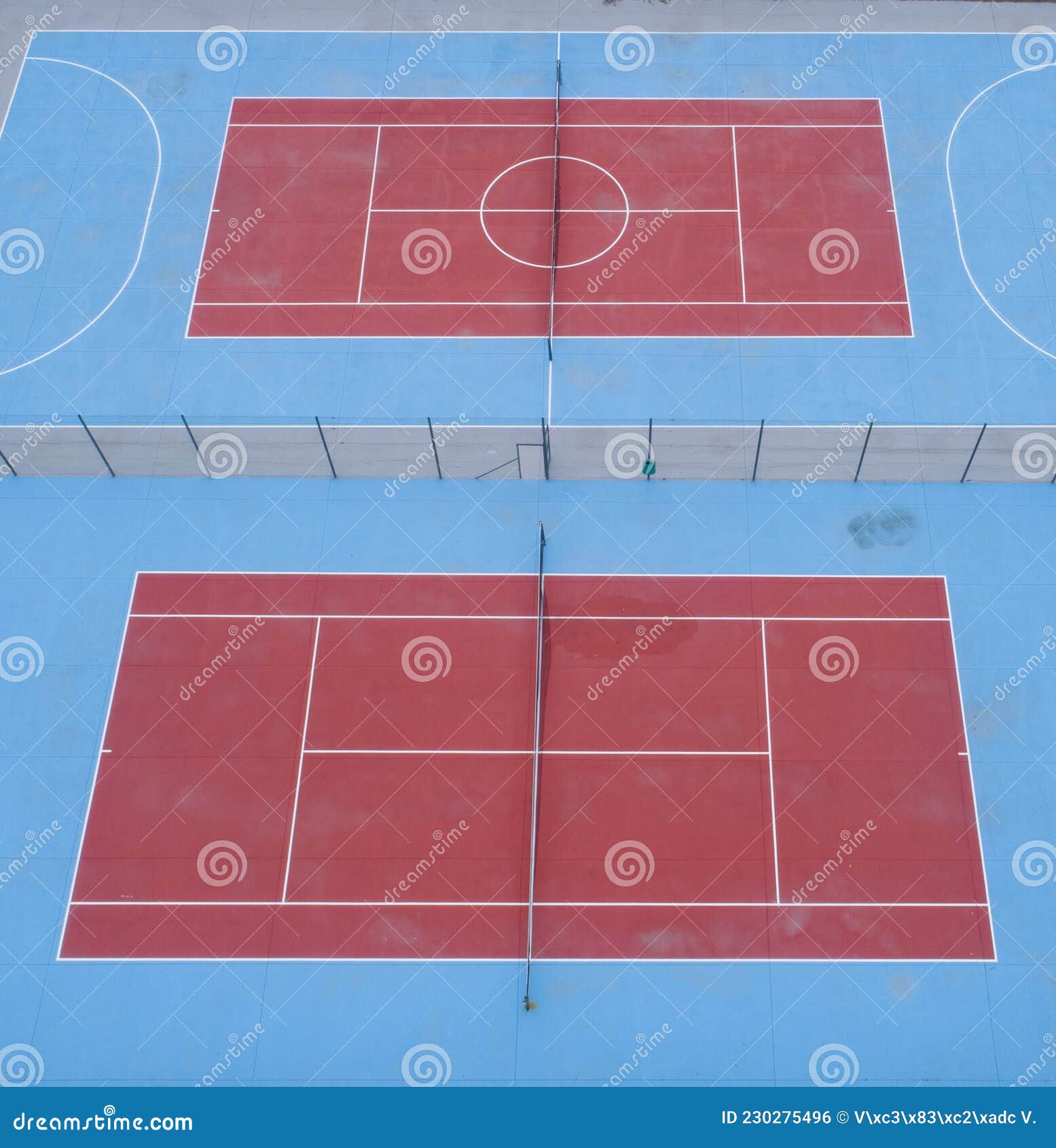 Perpendicular Aerial View of Two Tennis Courts Stock Photo - Image of ...