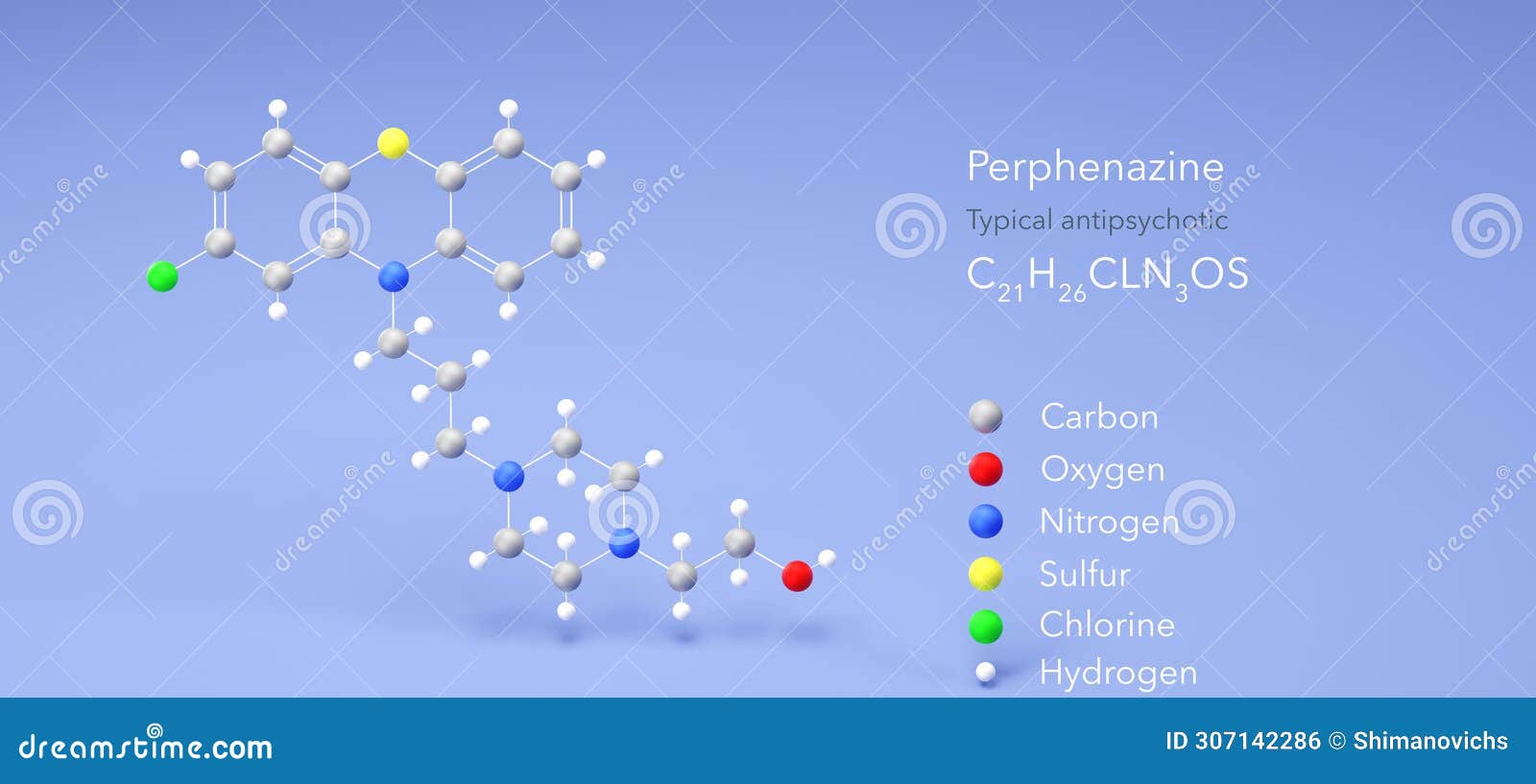 Perphenazine Molecule, Molecular Structures, Phenothiazines, 3d Model ...