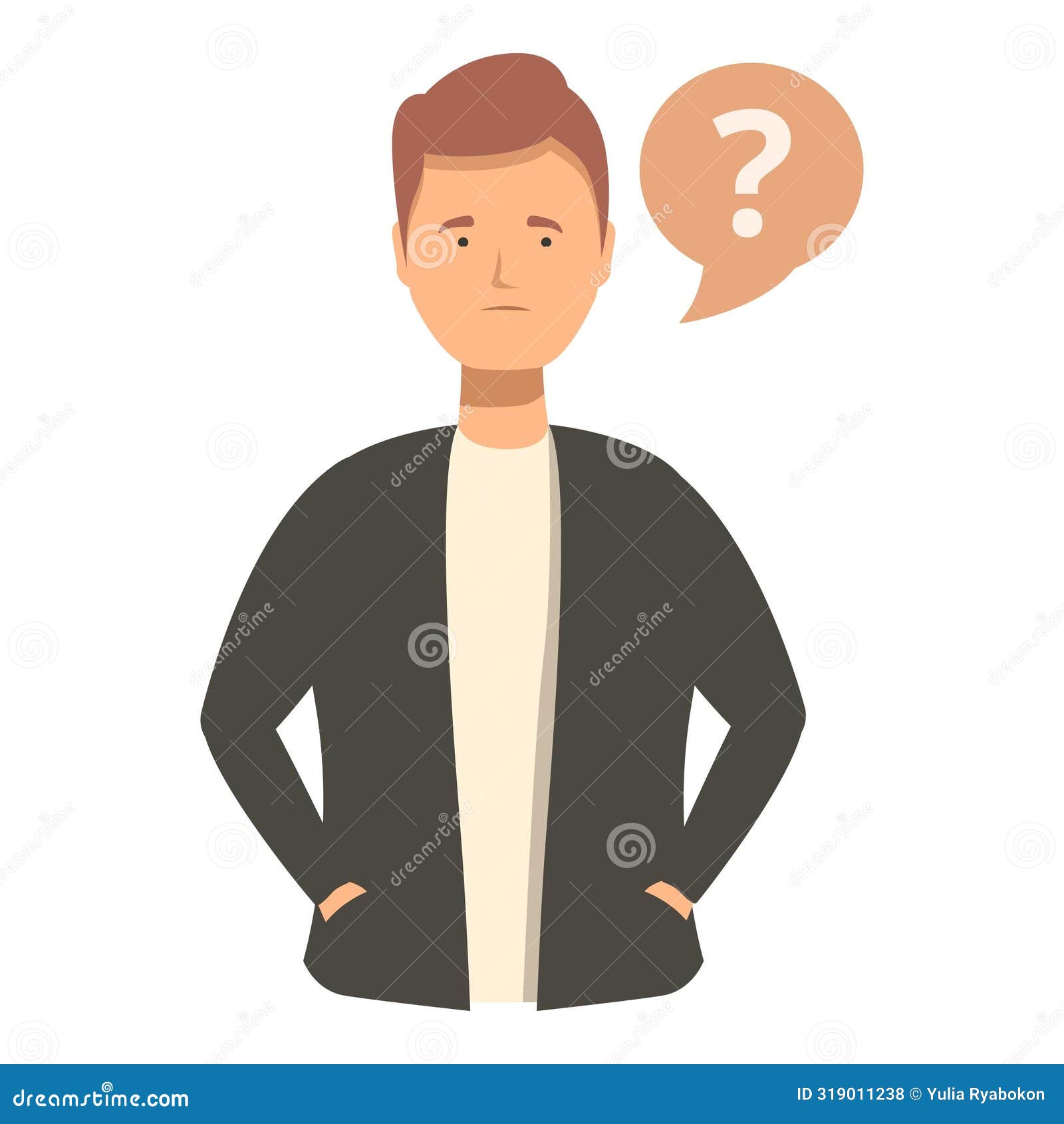 Perplexed Cartoon Man with Question Mark Stock Vector - Illustration of ...