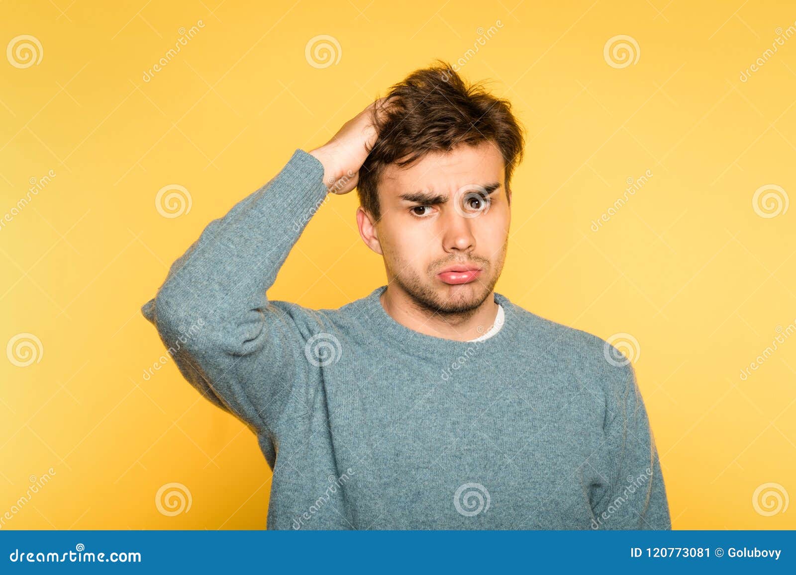 Perplexed Confused Man Scratch Head Look Owlishly Stock Image - Image ... Perplexed Confused Man Scratch Head Look Owlishly Stock Image - Image ...