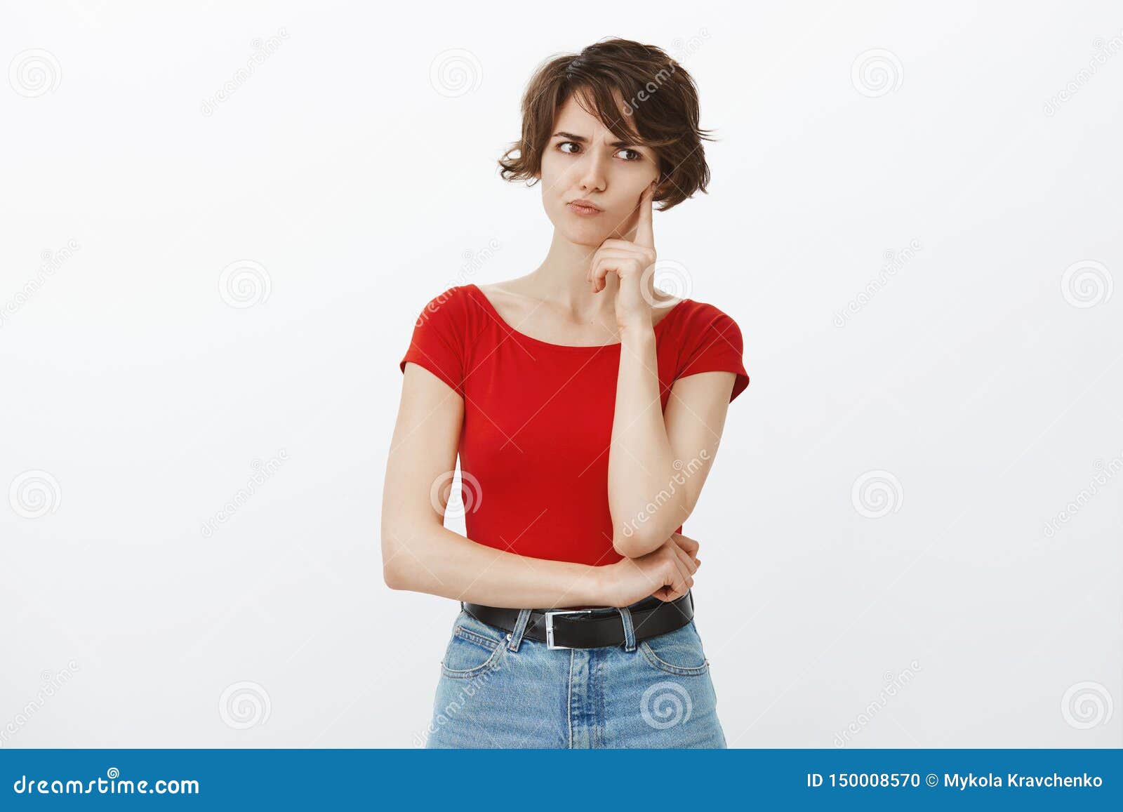 Perplexed Doubtful Serious-looking Woman Thinking Hesitant Pondering ...