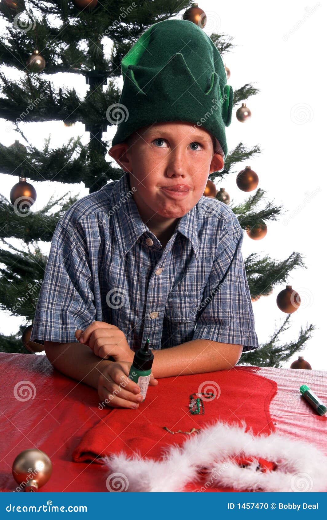 Perplexed Elf stock photo. Image of santa, child, crafts - 1457470