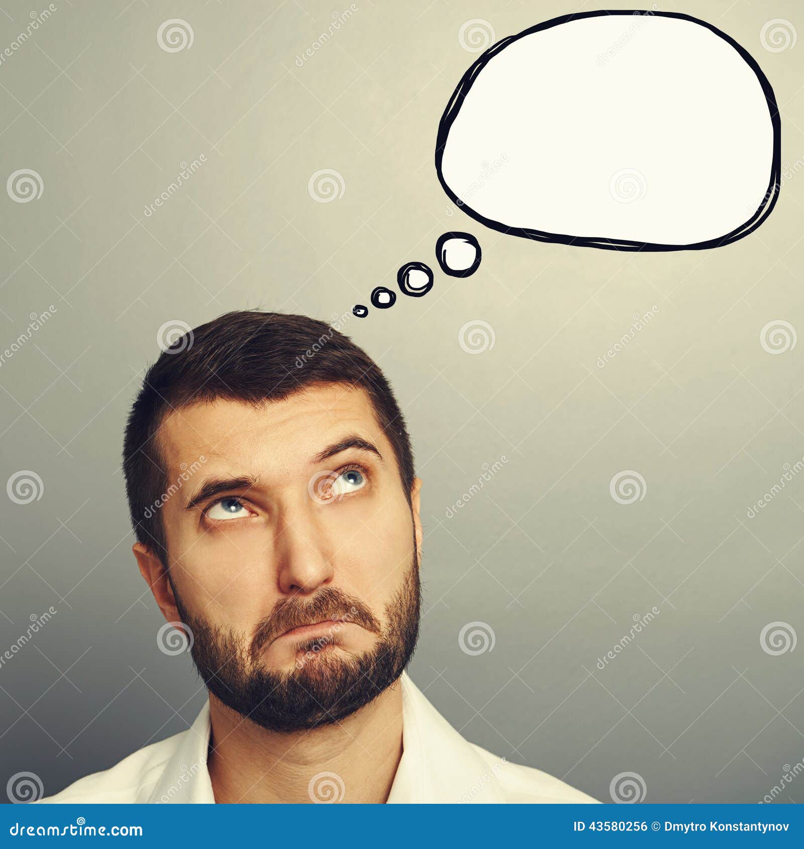 Perplexed Man Looking at Speech Bubble Stock Photo - Image of drawing ...