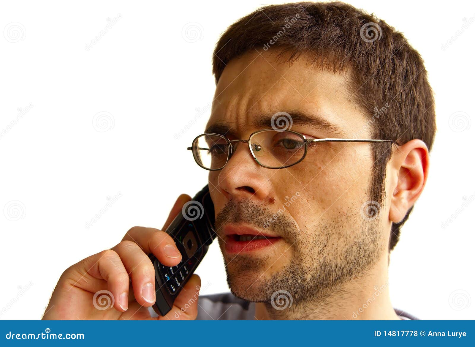 Perplexed Man Talking by Phone Stock Photo - Image of technology, male ...