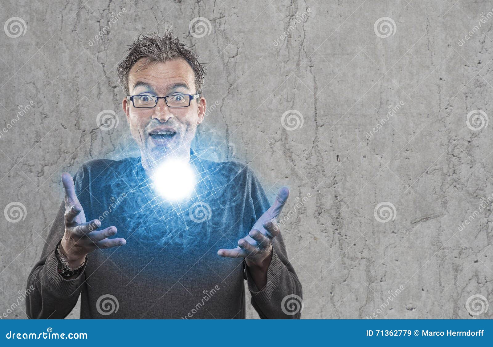 Perplexed Scientist Shows Newly Developed Light Plasma Stock Image ...