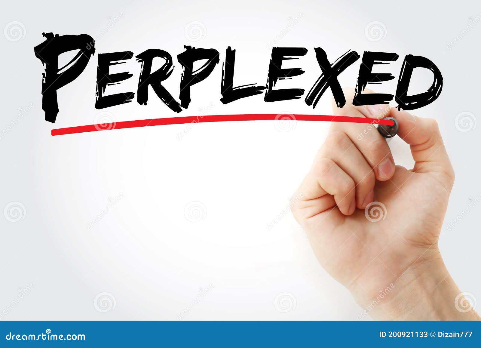 Perplexed text with marker stock image. Image of marker - 200921133