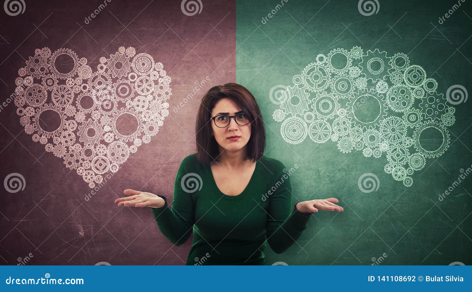 Perplexed Woman Choose Side Stock Photo - Image of left, female: 141108692