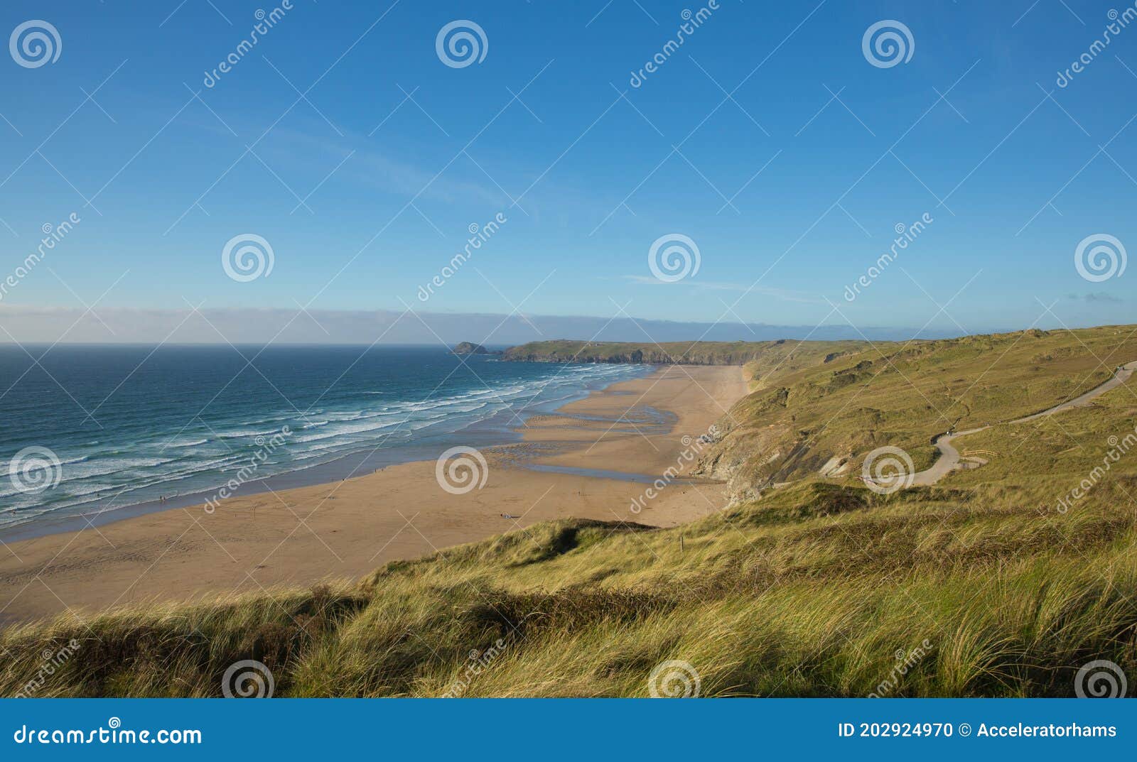 Perran Sands Beach and Dunes Perranporth Cornwall Stock Photo - Image ...