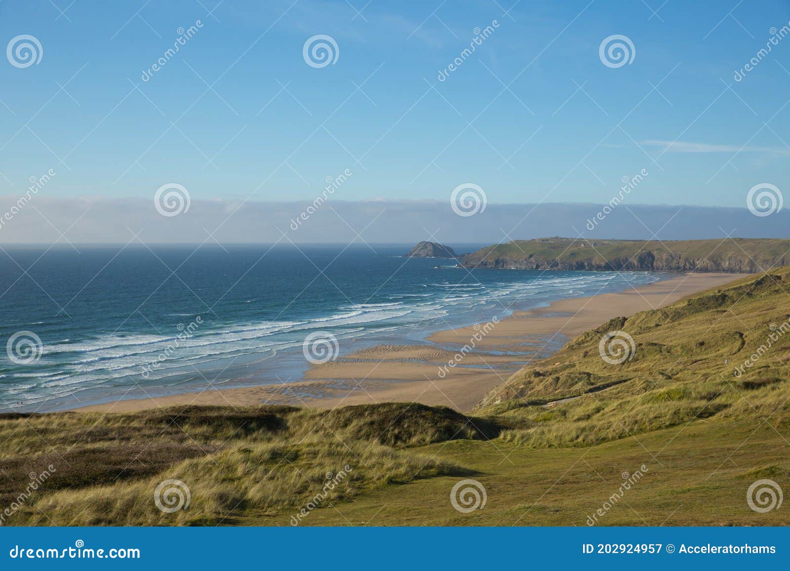 Perran Sands Beach Perranporth Cornwall Stock Image - Image of ...