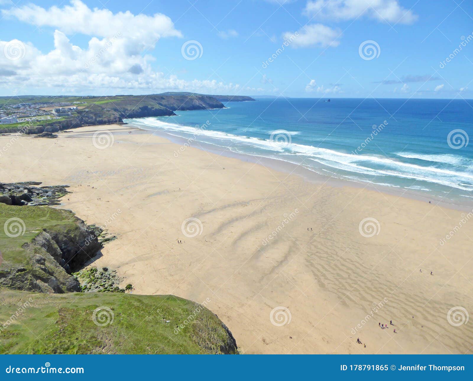 Perranporth Beach in Cornwall Stock Image - Image of summer, beach ...