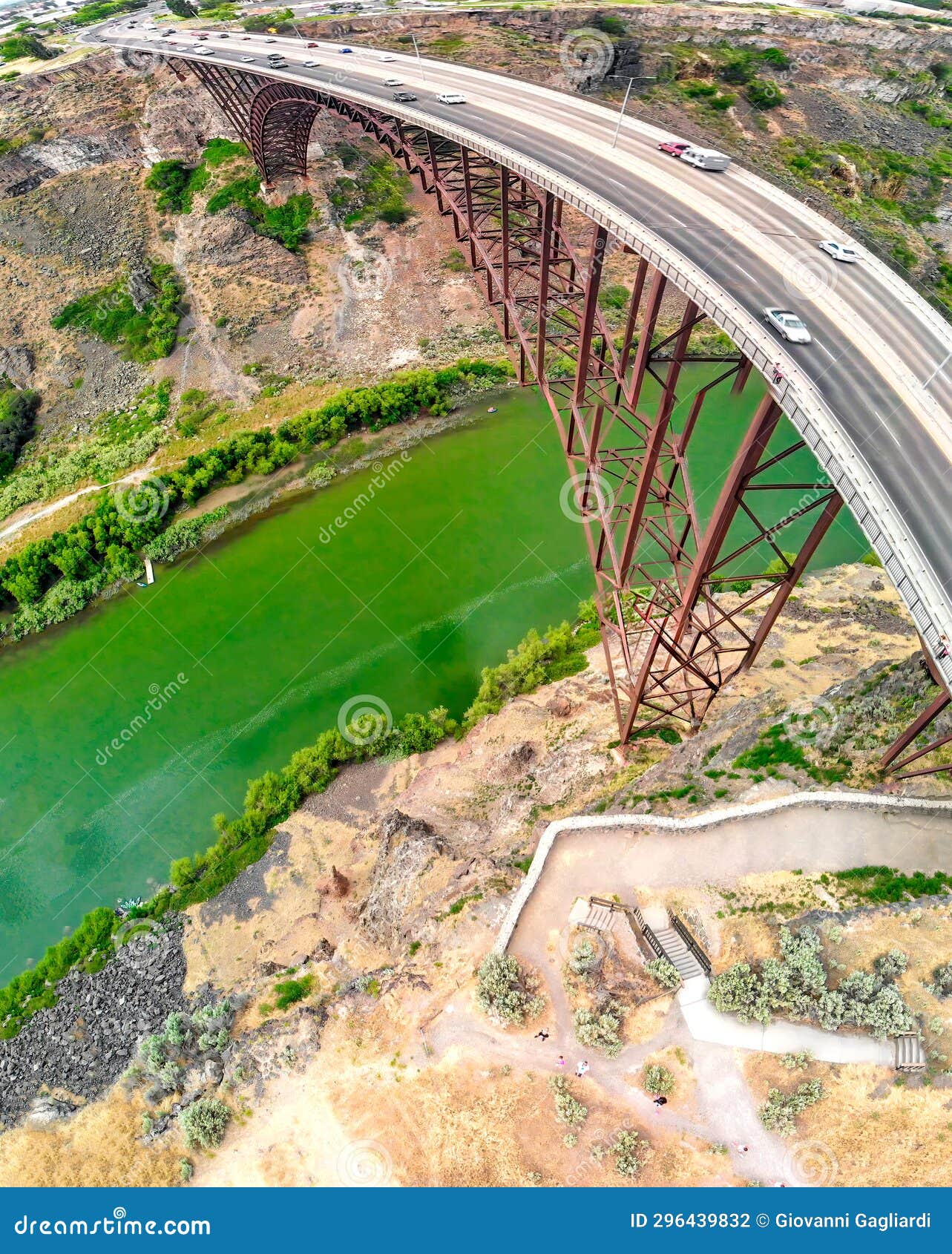 Perrine Memorial Bridge Aerial View in Jerome, Idaho Stock Photo ...