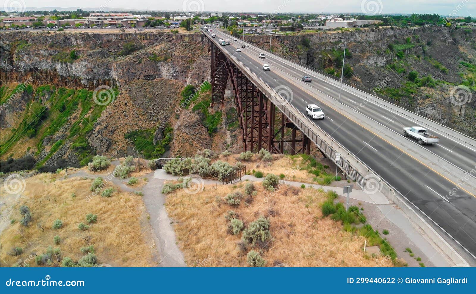 Perrine Memorial Bridge Aerial View in Jerome, Idaho Stock Photo ...