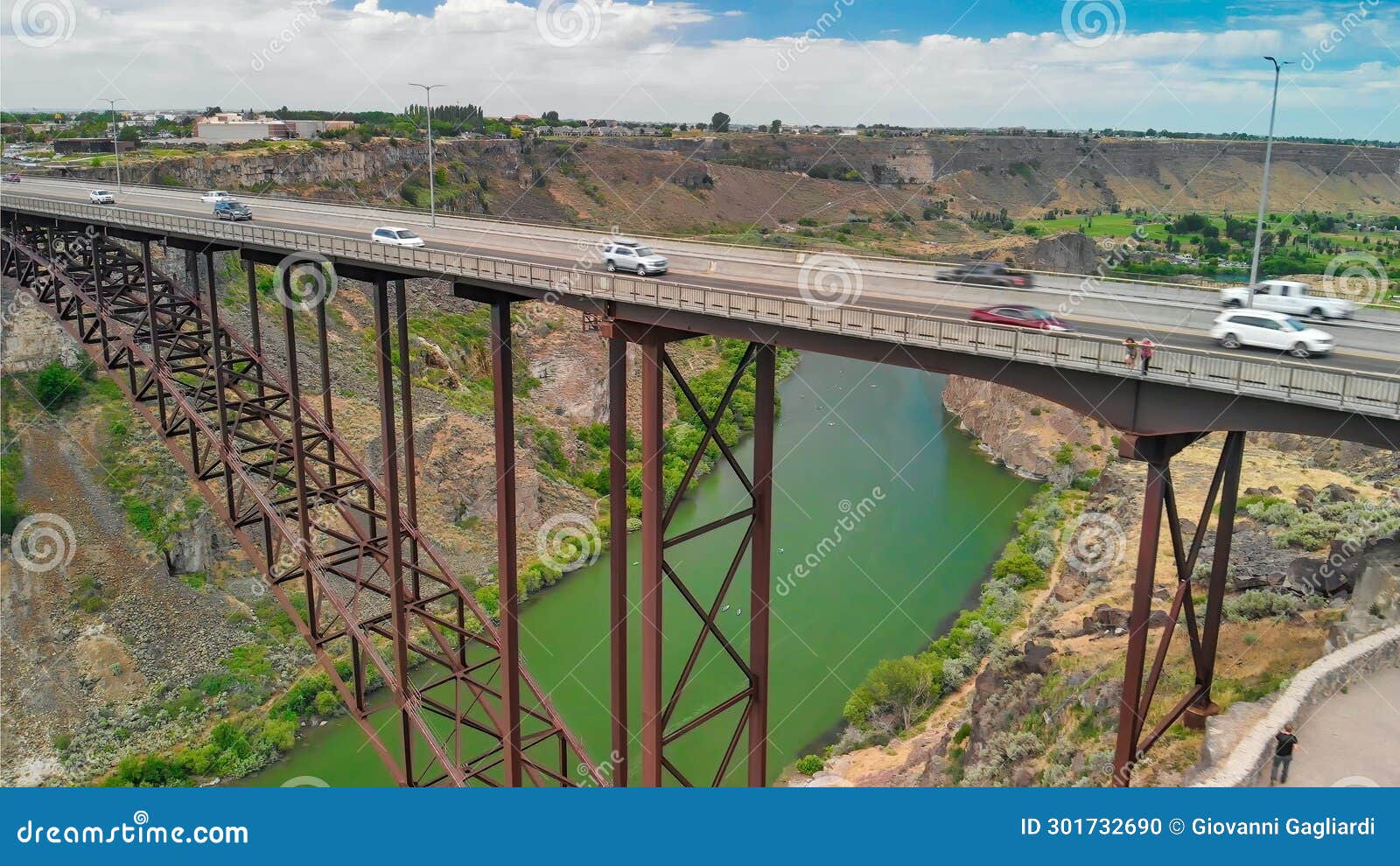 Perrine Memorial Bridge Aerial View in Jerome, Idaho Stock Photo ...