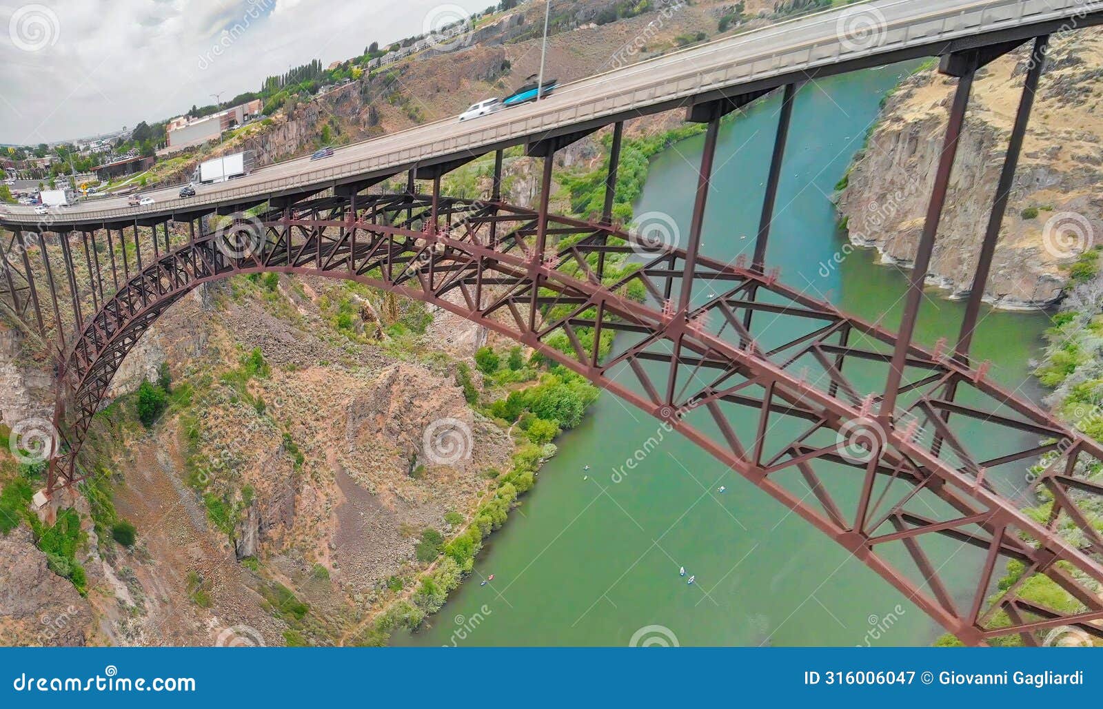 Perrine Memorial Bridge Aerial View in Jerome, Idaho Stock Image ...