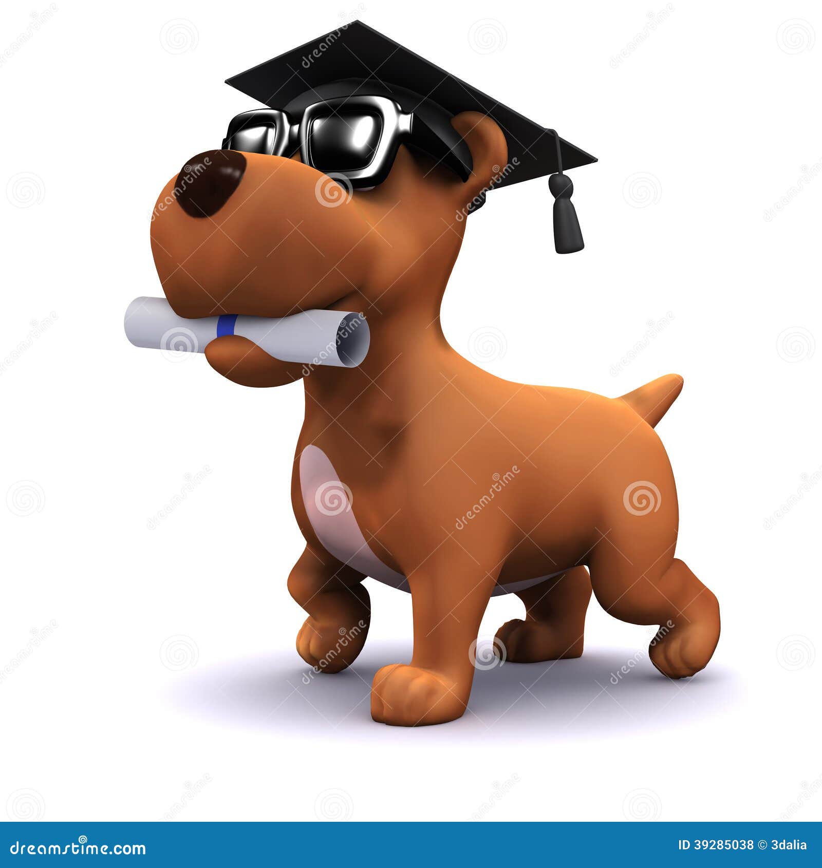 Perrito del graduado 3d ilustración del vector. Ilustración de juego ...
