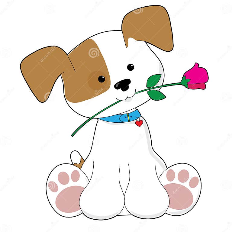 Perrito lindo con Rose ilustración del vector. Ilustración de romance ...
