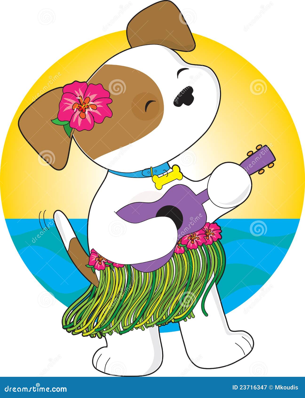 Perrito lindo Hawaii stock de ilustración. Ilustración de canto - 23716347