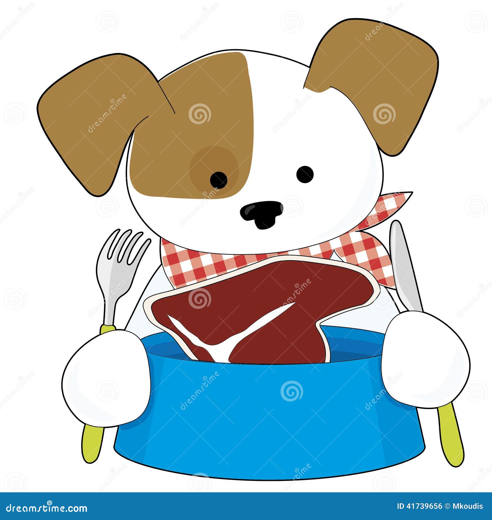 Perrito que come el filete ilustración del vector. Ilustración de ...