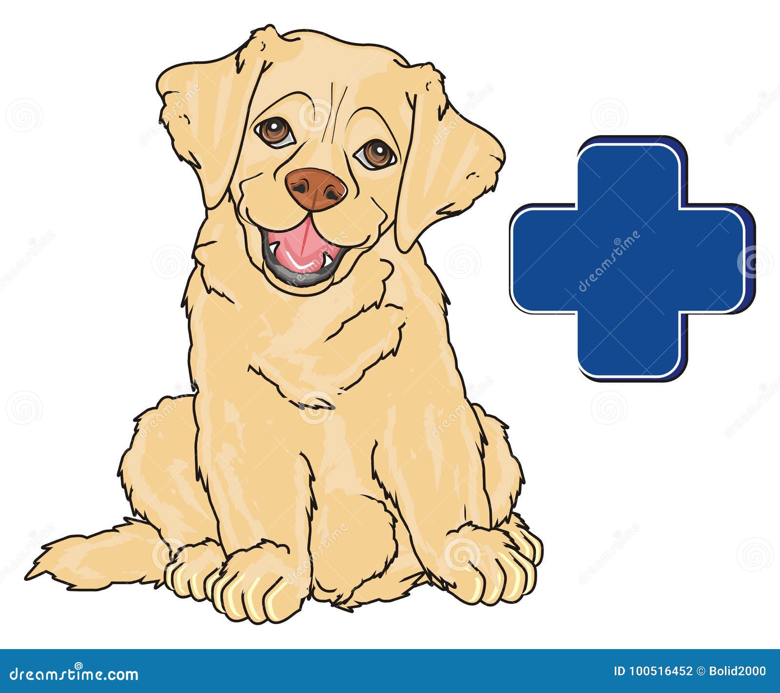 Perrito y cruz azul stock de ilustración. Ilustración de cubo - 100516452