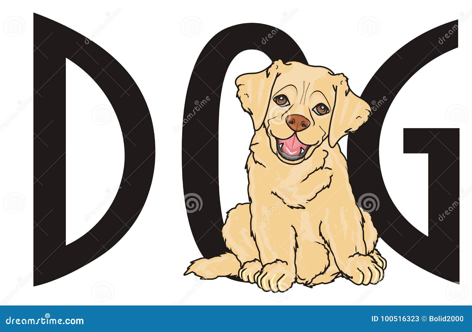 Perrito y letras grandes stock de ilustración. Ilustración de ladrido ...