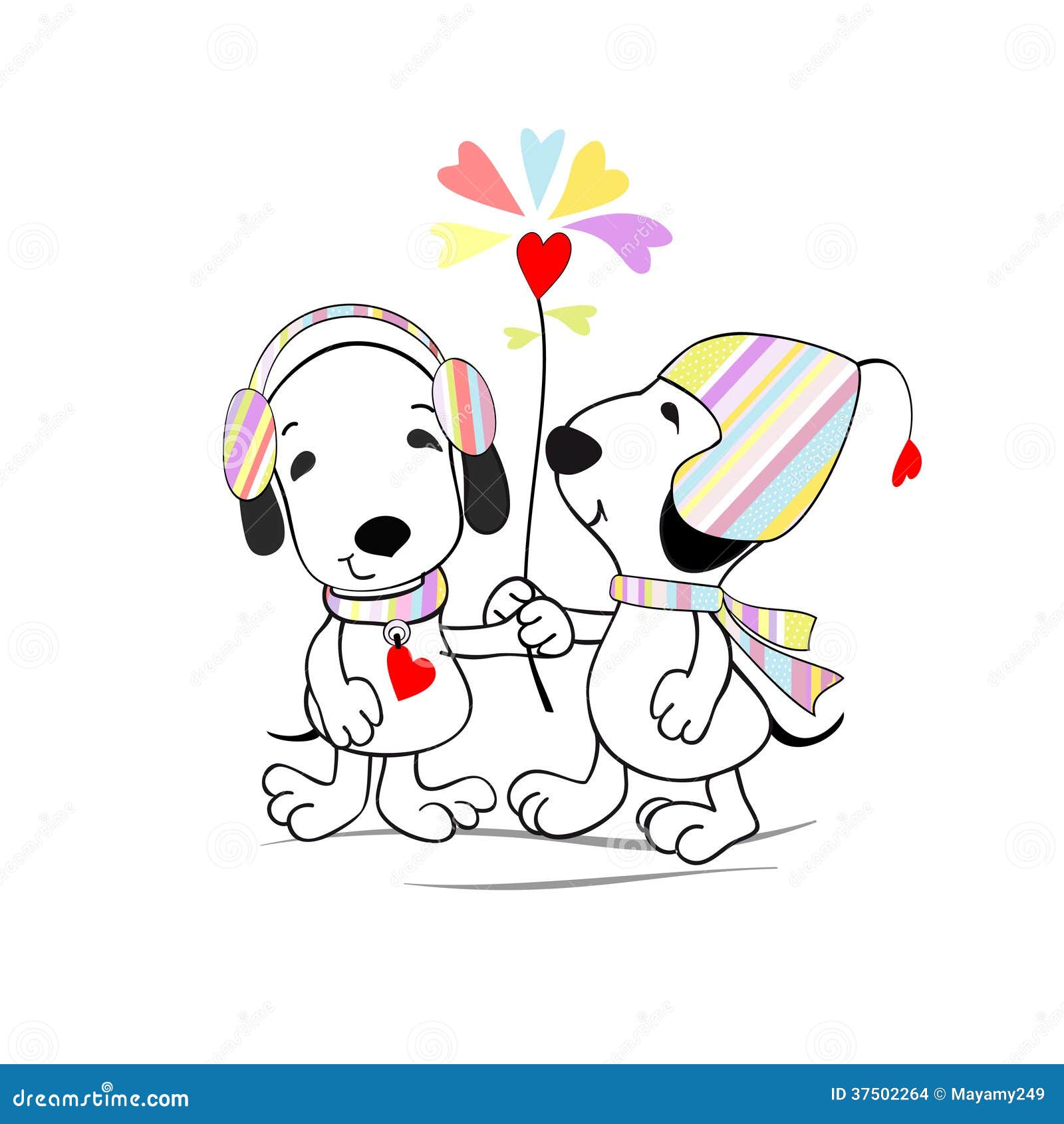 Perritos con la flor ilustración del vector. Ilustración de mascotas ...