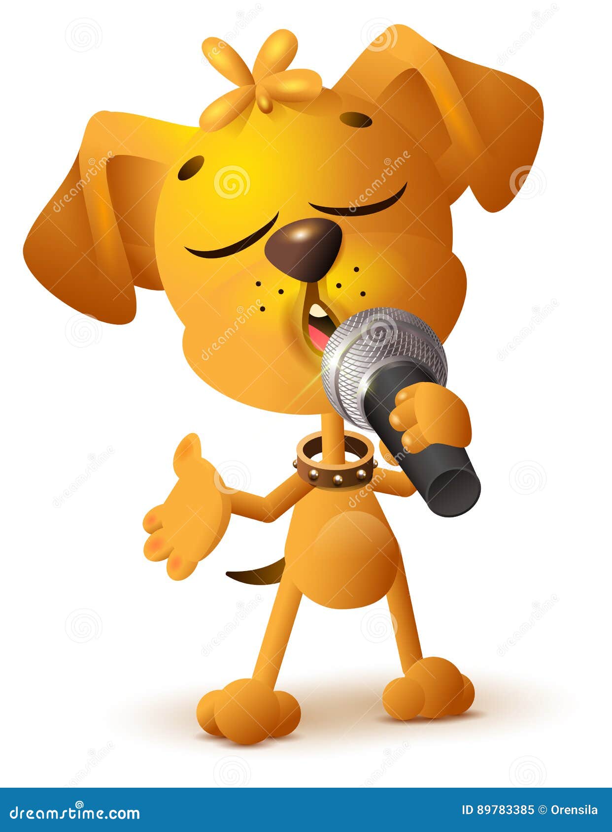 Perro Amarillo Que Canta El Micrófono a Solas Ilustración del Vector ...