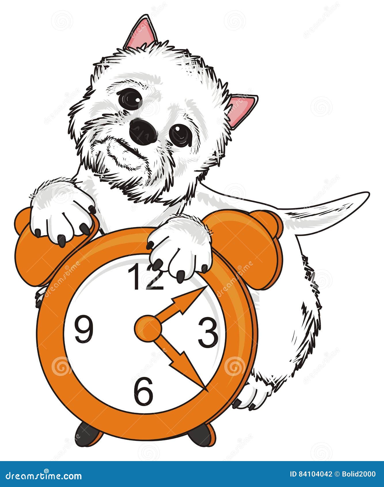 Perro con el reloj stock de ilustración. Ilustración de bozal - 84104042