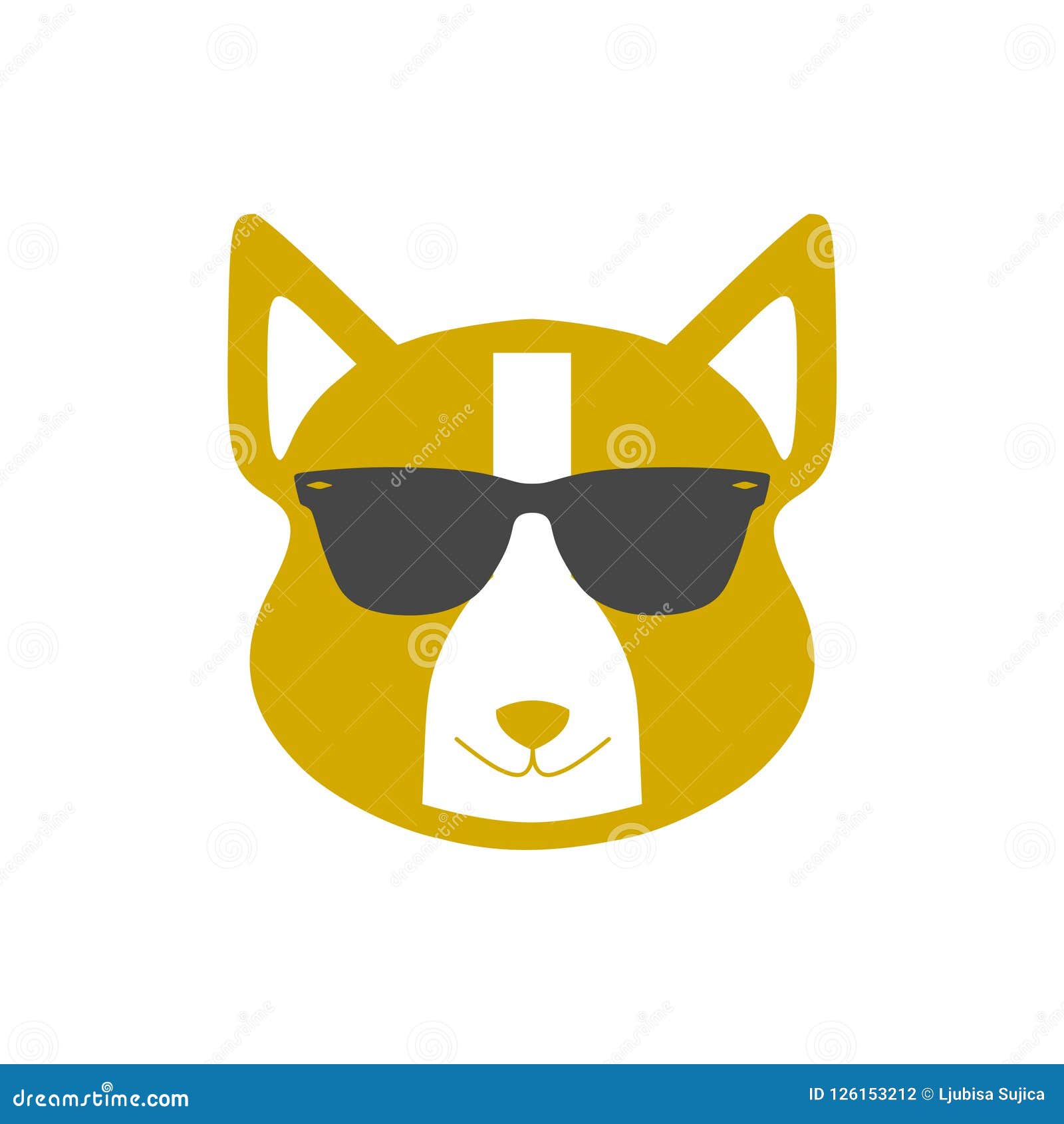 Perro Con Las Gafas De Sol, Icono Simple Del Vector Ilustración del ...