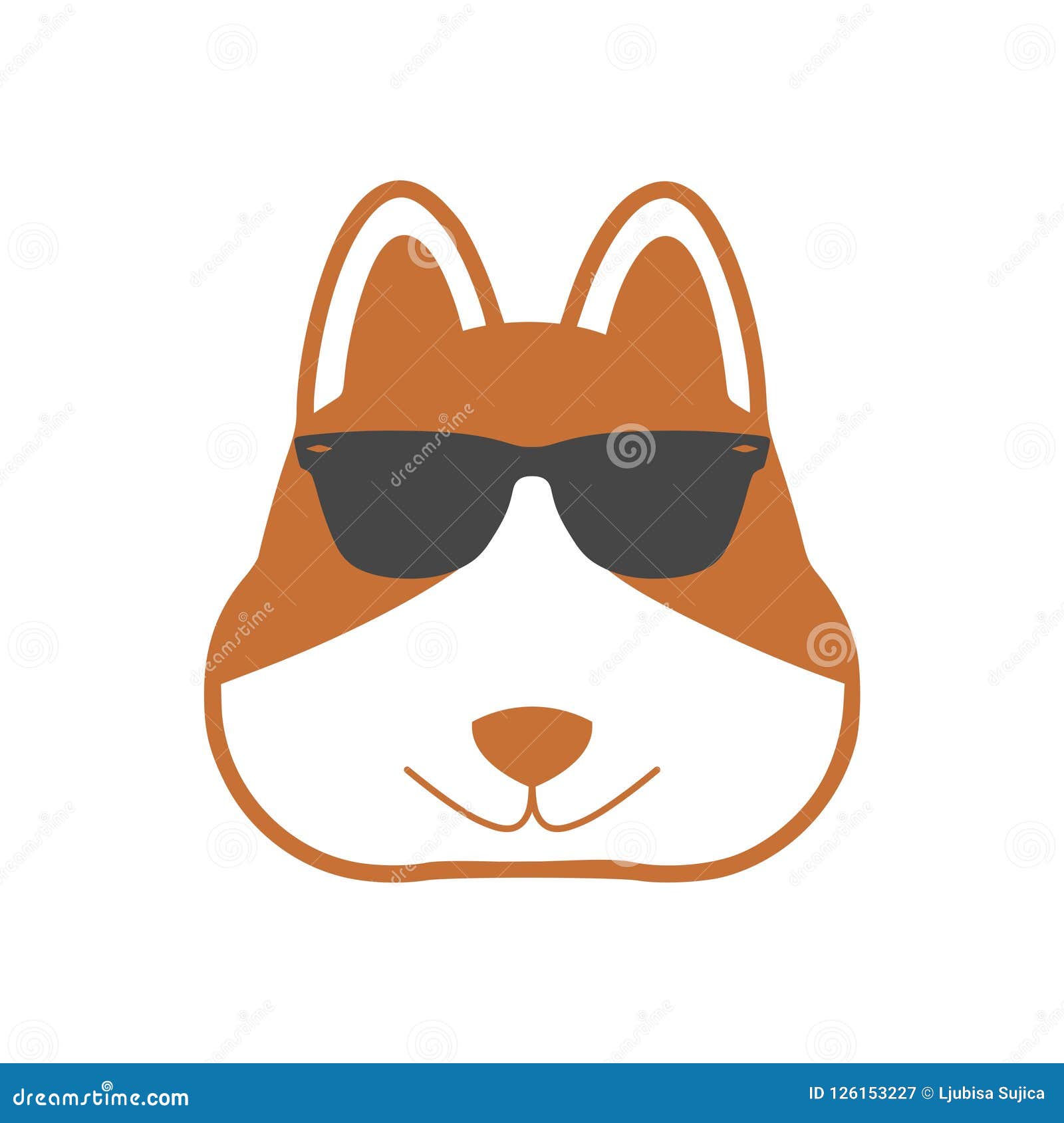Perro Con Las Gafas De Sol, Icono Simple Del Vector Ilustración del ...