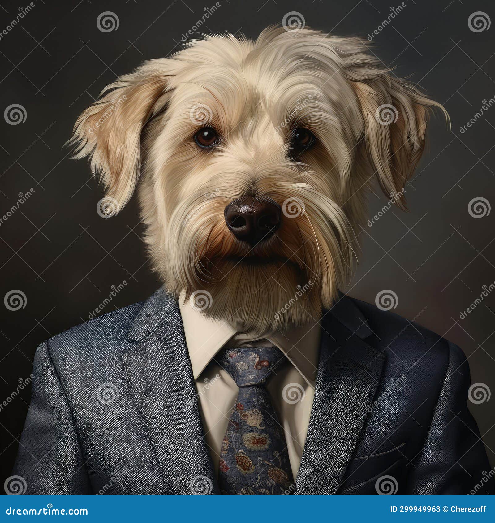 Perro con traje de corbata imagen de archivo. Imagen de camisa - 299949963