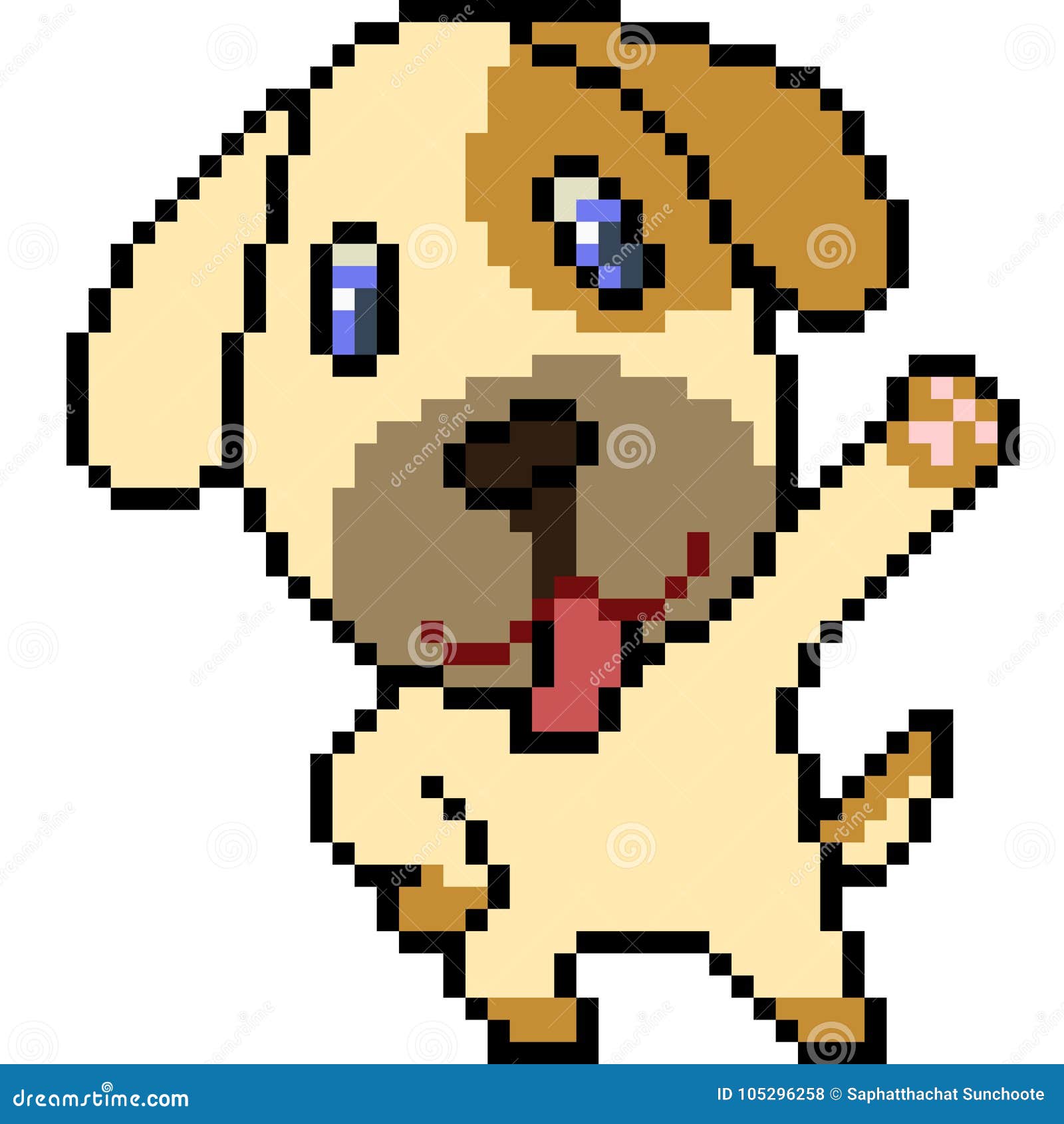 Perro Del Arte Del Pixel Del Vector Feliz Ilustración del Vector ...