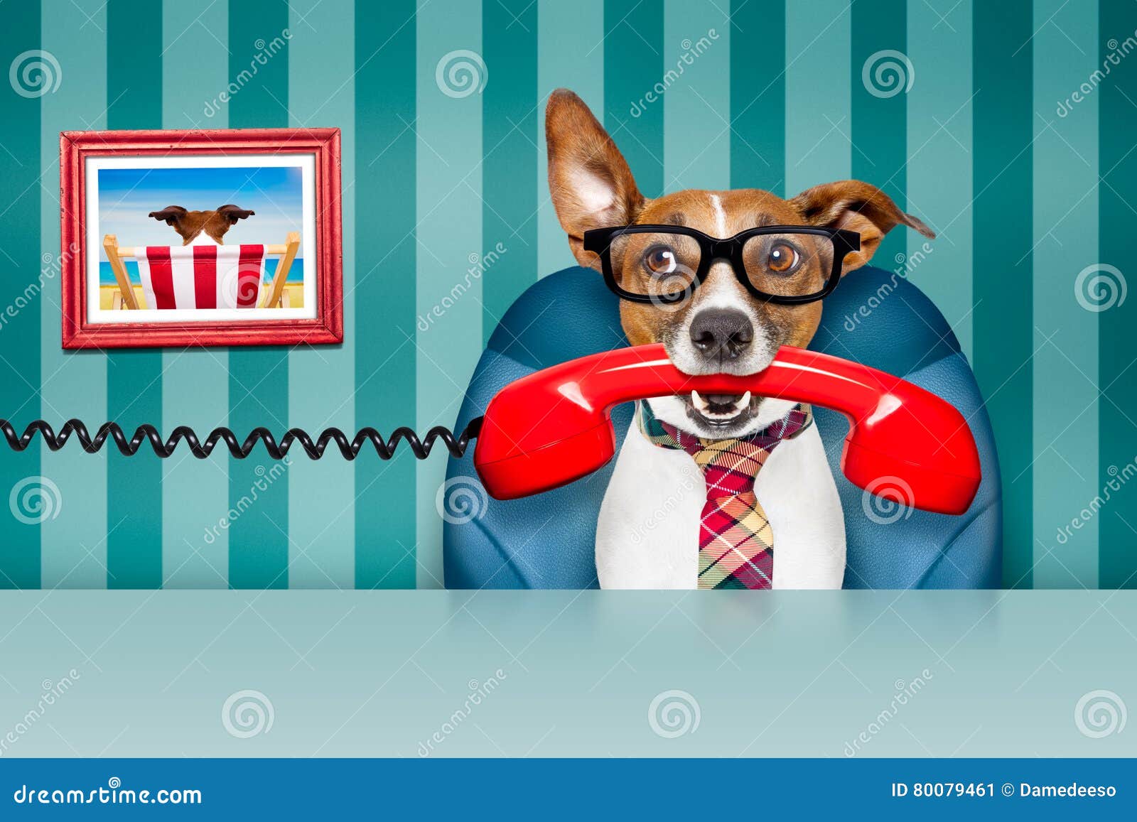 Perro Del Jefe Del Oficinista Imagen de archivo - Imagen de escuche ...